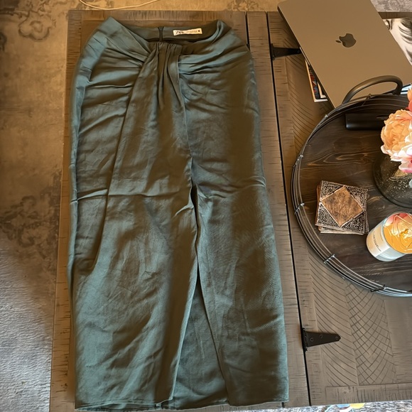 Zara | Skirts | Zara 2 Piece Set Linen Blend Knotted Midi Skirt And Blouse Size Xs | Poshmark